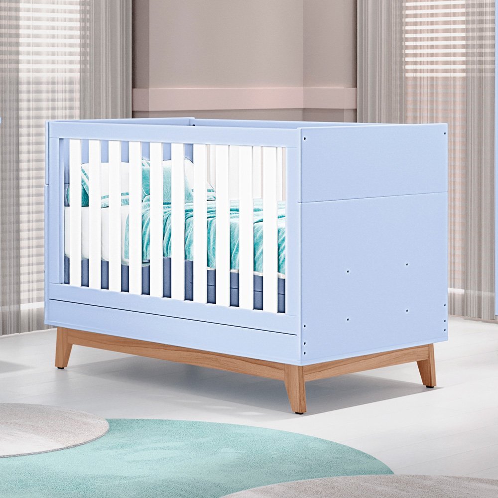 Berco Americano 2 Em 1 Lucca Tuboarte 100% em MDF berço infantil Azul ...