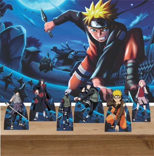 Kit 6 Displays de Mesa e Painel Naruto - Painel 200x100 | MadeiraMadeira