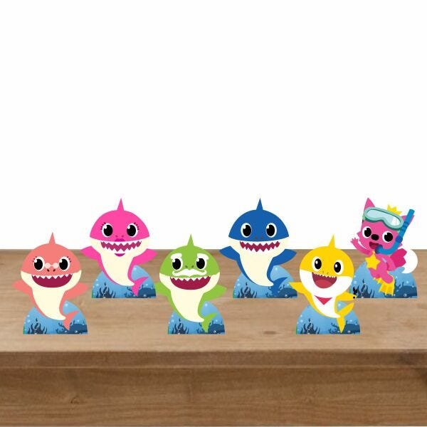 Kit 6 Displays De Mesa para festa Baby Shark | MadeiraMadeira
