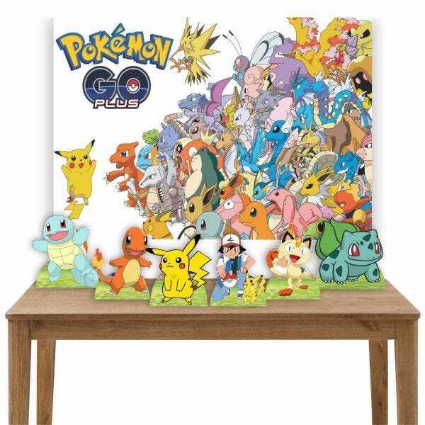 Kit 6 Displays de Mesa e Painel Pokemon - Painel 100x70 | MadeiraMadeira