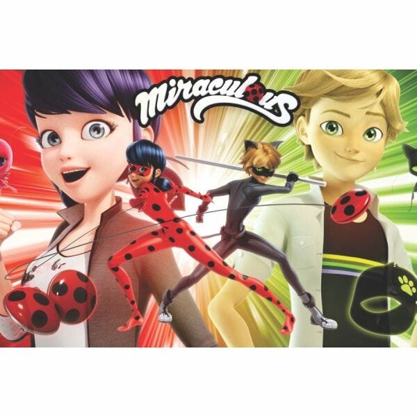 Painel de Festa Lona 2 Miraculous Ladybug - Painel 200x100 | MadeiraMadeira