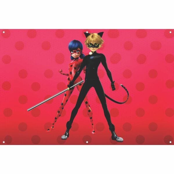 Painel de Festa Lona 2 Miraculous Ladybug - Painel 200x100 | MadeiraMadeira