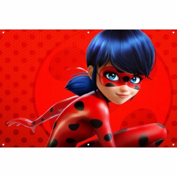 Painel de Festa Lona 3 Miraculous Ladybug - Painel 100x70 | MadeiraMadeira