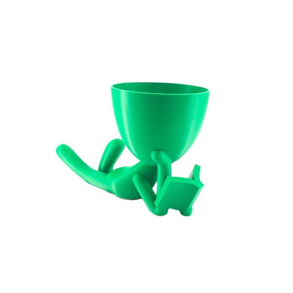 Lendo Livro Deitado - Vaso Cactos ou Suculentas:Verde | MadeiraMadeira