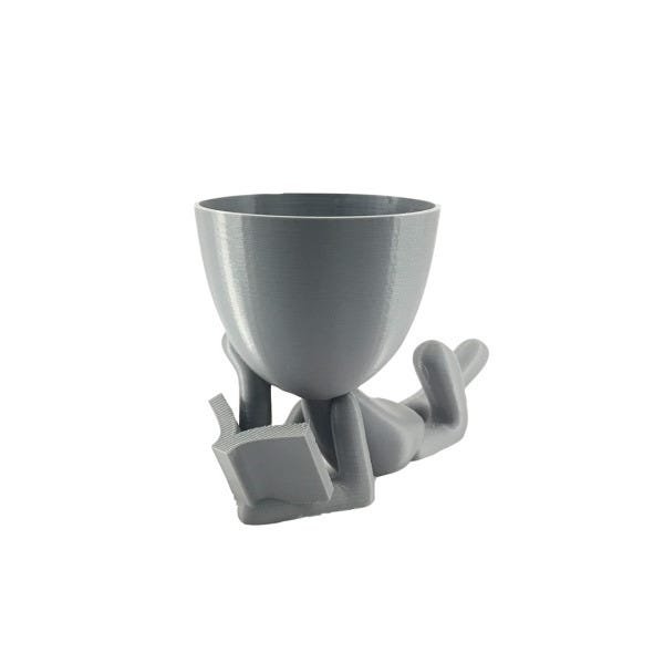 Lendo Livro Deitado - Vaso Cactos ou Suculentas:Cinza | MadeiraMadeira