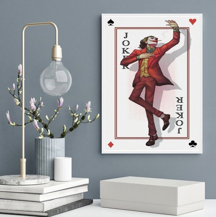 Quadro Decorativo Joker- Carta de Baralho 24x18cm - com Vidro:madeira ...