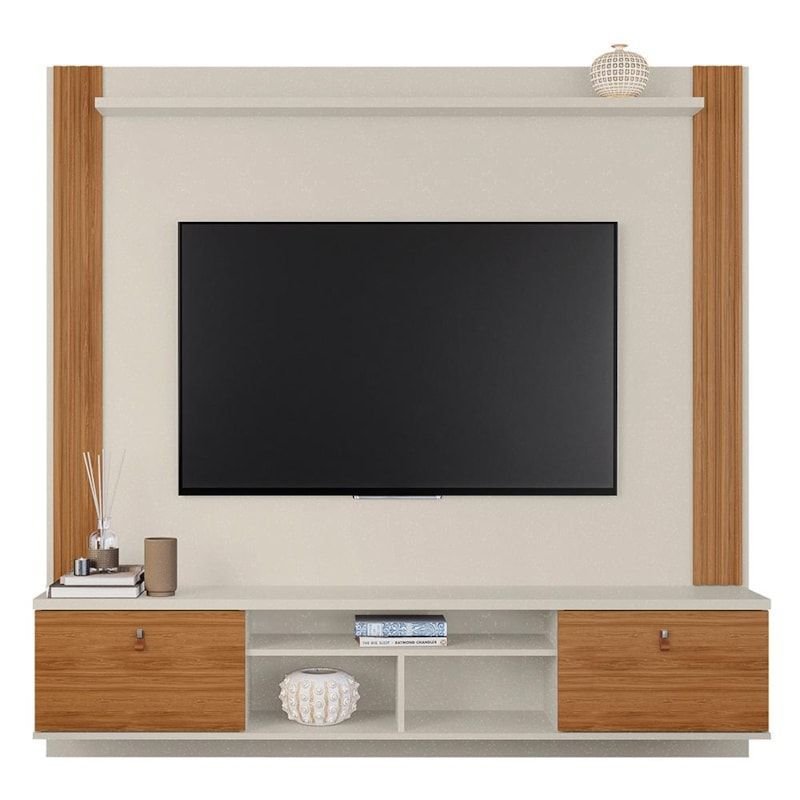 Home Suspenso Pierre 183cm para Tv até 65” - Mobler:pérola Metalizado/cinamomo Mel | MadeiraMadeira