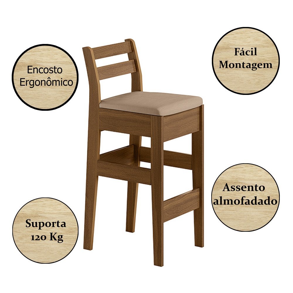 Conjunto Mesa Bistro com 4 Banquetas Cedro Gold Celta Moveis ...