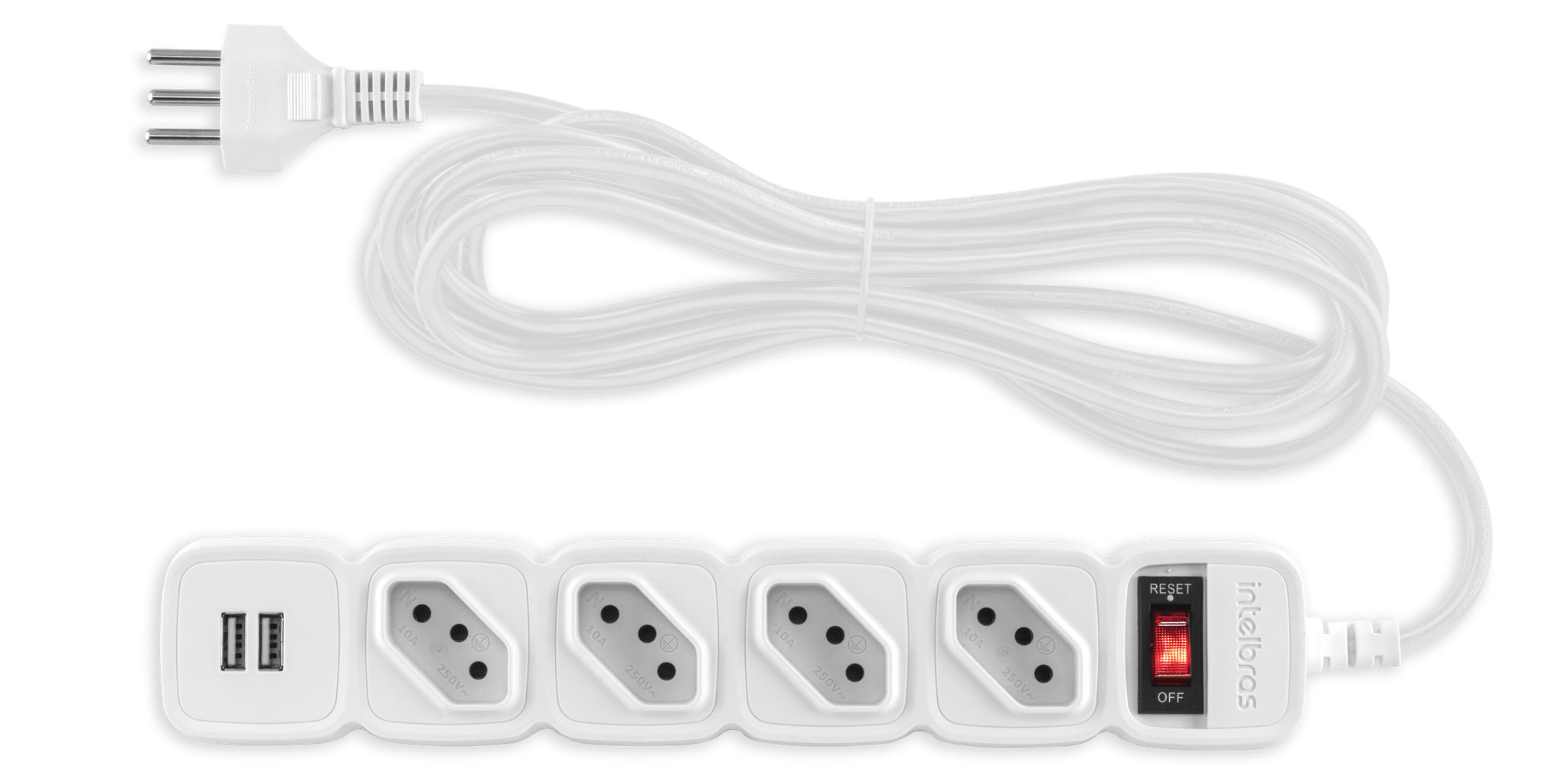 Protetor Eletrônico Filtro De Linha Intelbras Epe 204 Usb+ Com 4 Tomadas e 2 Portas Usb Bivolt ...