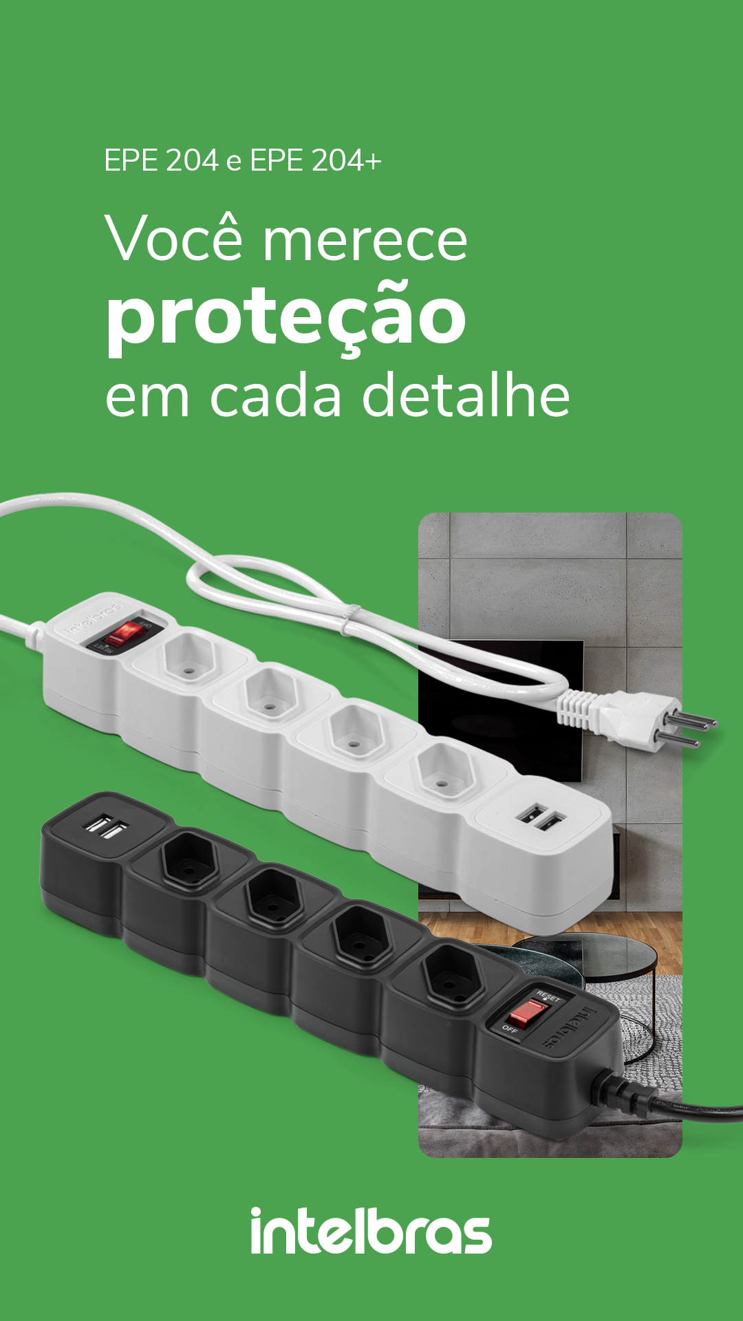 Protetor Eletrônico Filtro De Linha Intelbras Epe 204 Usb+ Com 4 Tomadas e 2 Portas Usb Bivolt ...