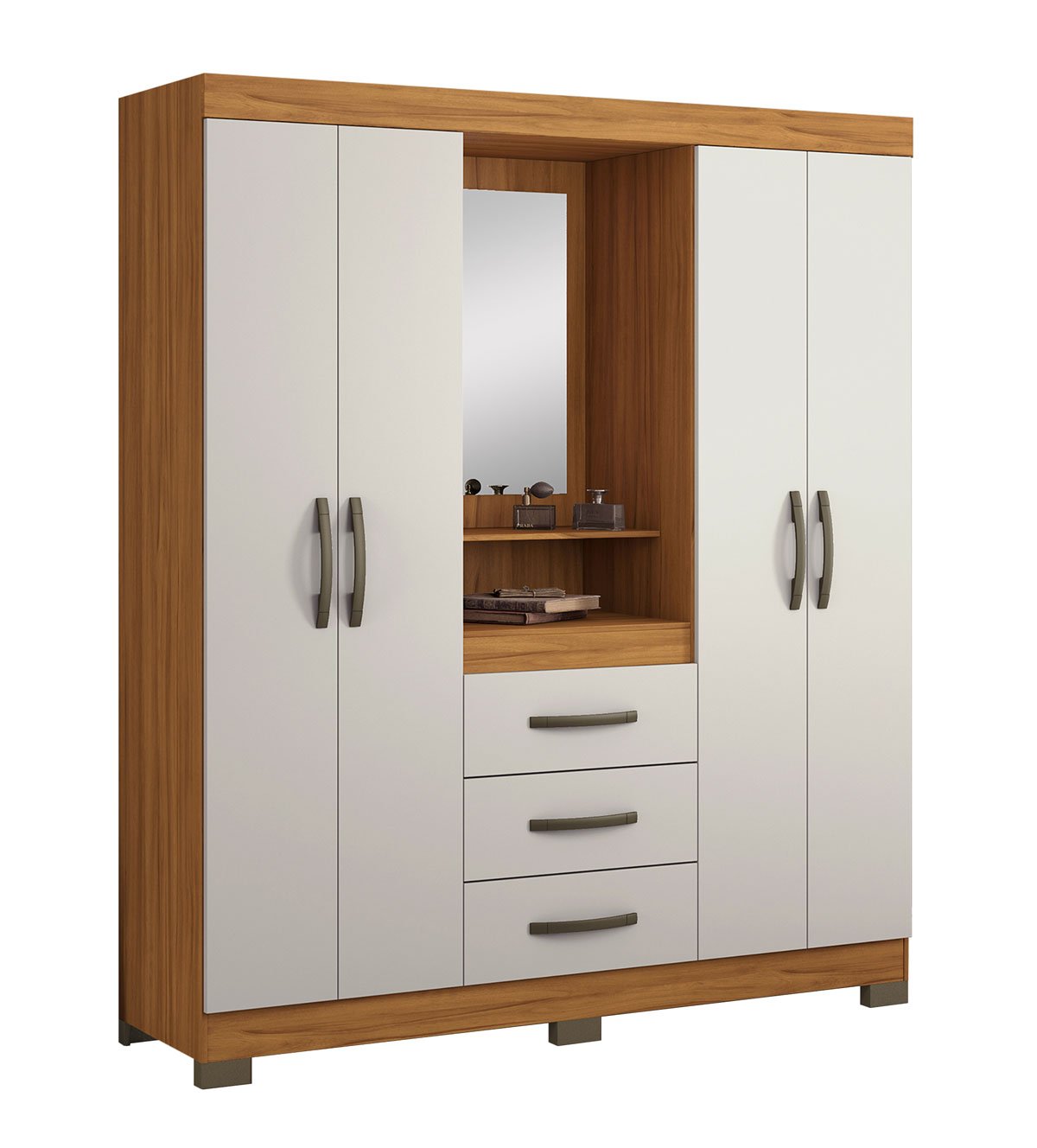 Guarda-Roupa 4 Portas Huntano Freijó com Off White - MoveisAqui Notável ...