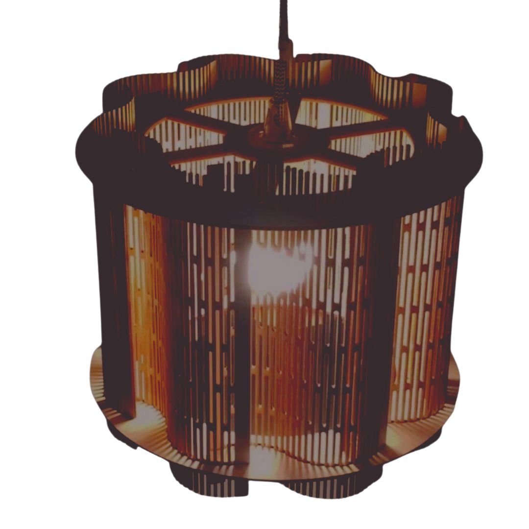 Luminária Teto tipo Pendente PANDORA MDF - Completa - Cor: Marrom ...