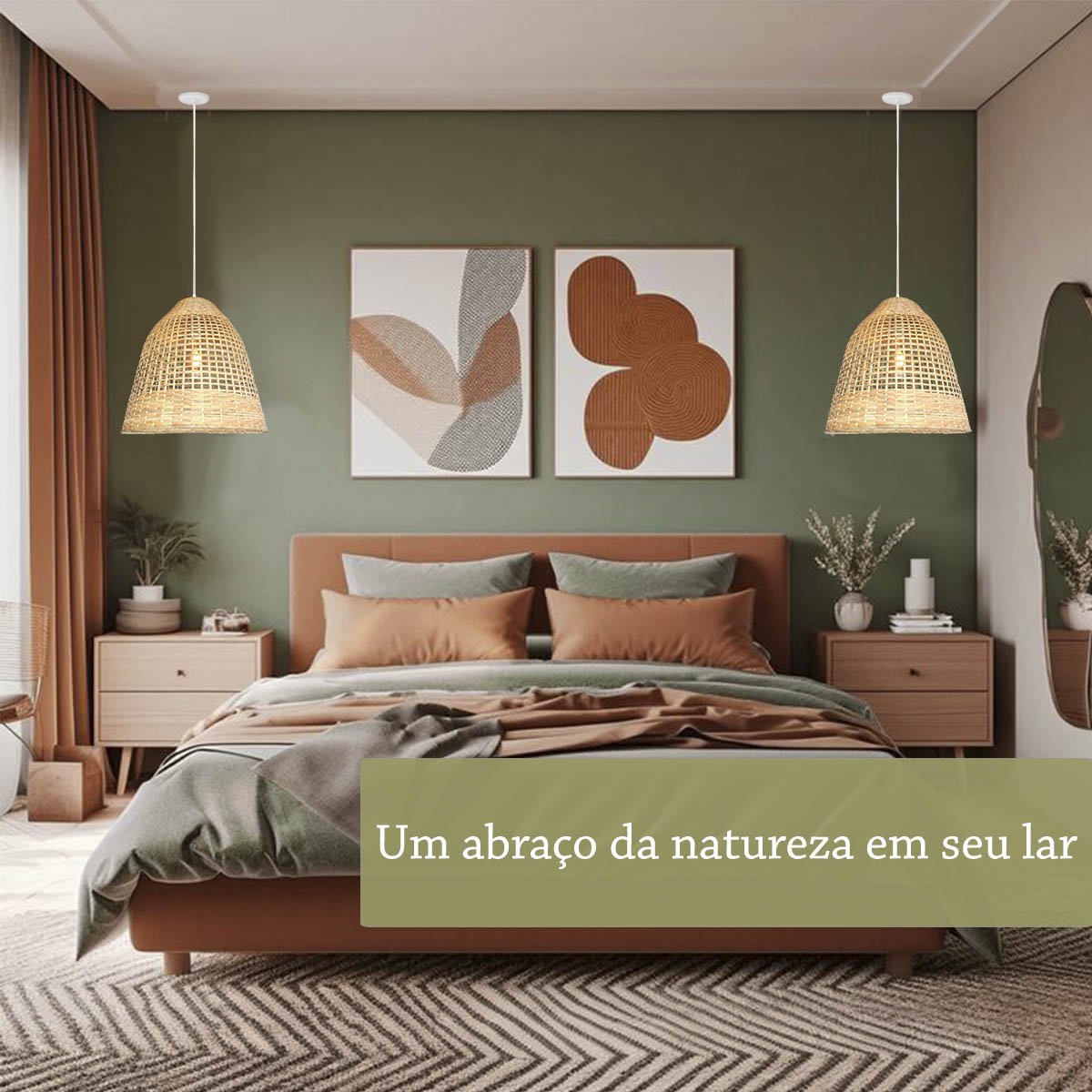 2 Pendente de Bambu Artesanal Fibra Natural E27 Sala Nat18 | MadeiraMadeira