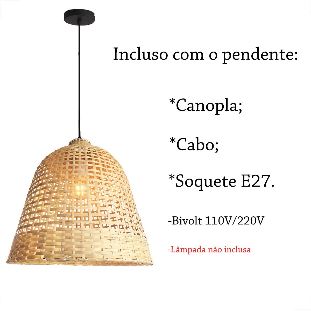 2 Pendente De Bambu Artesanal Fibra Natural E27 Sala Nat18 | MadeiraMadeira