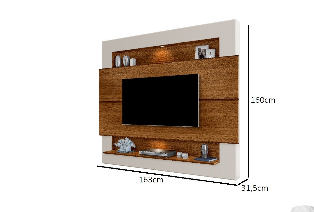 Painel Bancada para TV 57 Polegadas Riviera Carvalho Off White Lpa ...