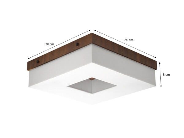 Plafon Acrílico com Madeira Superior e Recuo Madeira 30x30x8 4xe-27 ...