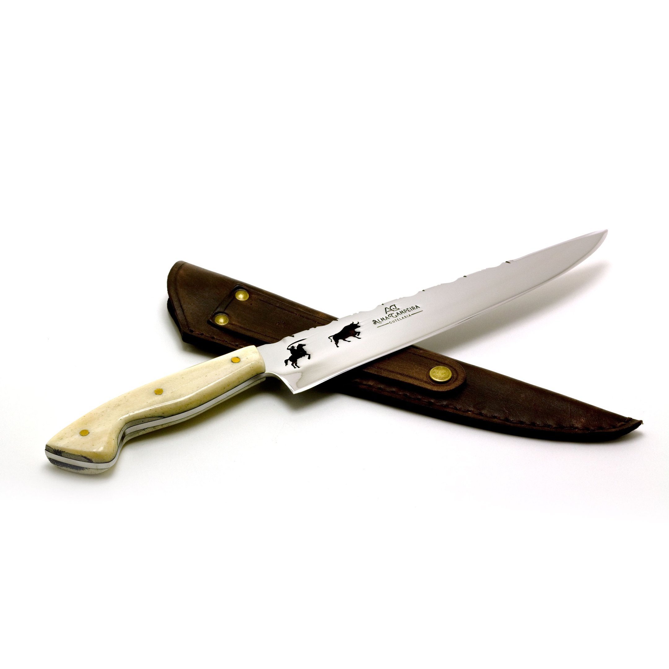 Faca Artesanal Vazada Laçador 10P Dorso Mosqueado 4mm | MadeiraMadeira