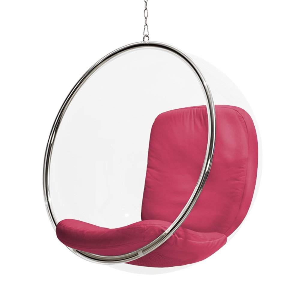 Poltrona Bubble Chair Acrilico com Estofado Sued - Rosa Vermelho ...
