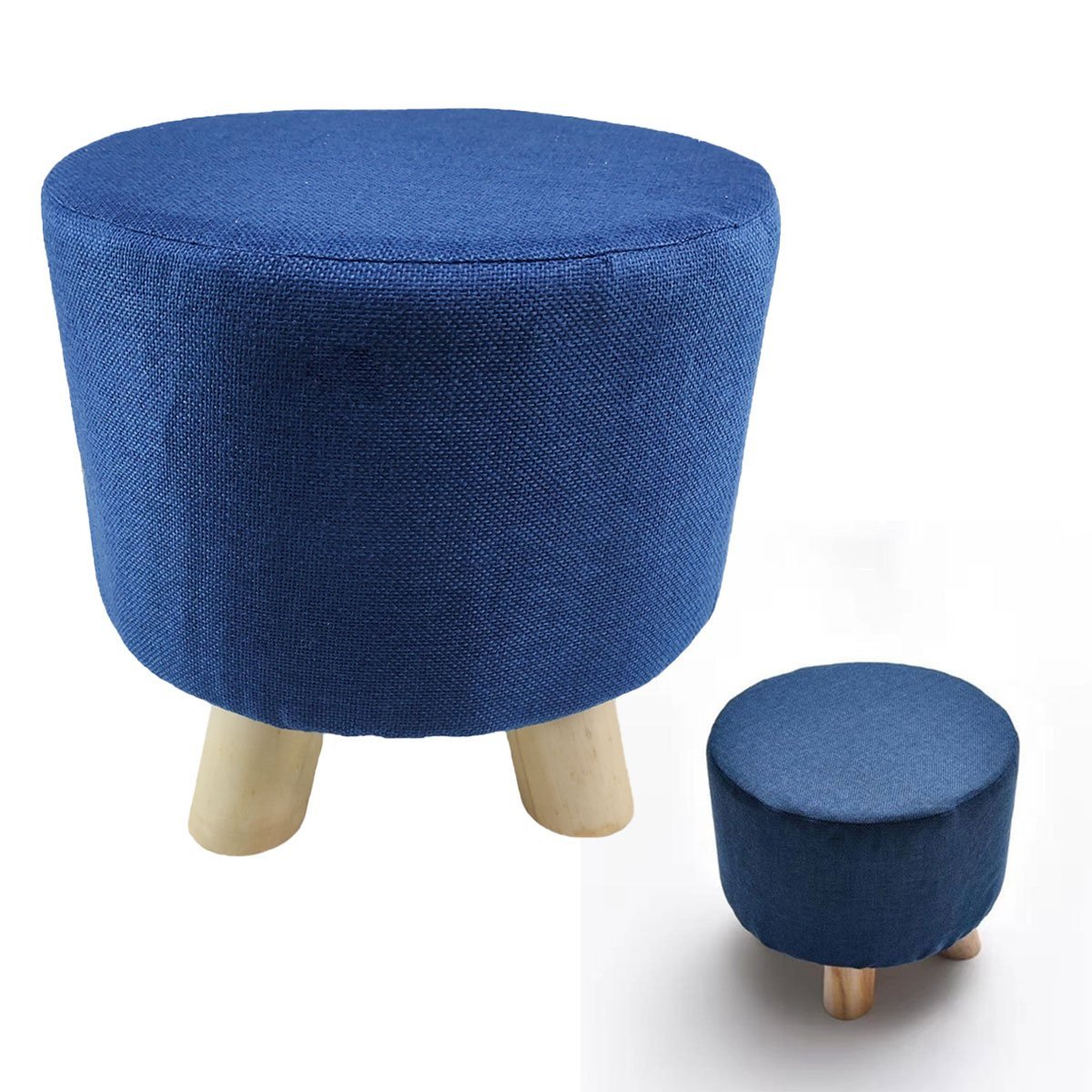 Puff Banco Banqueta Banquinho Redondo Apoio Macio Pes de Madeira ...