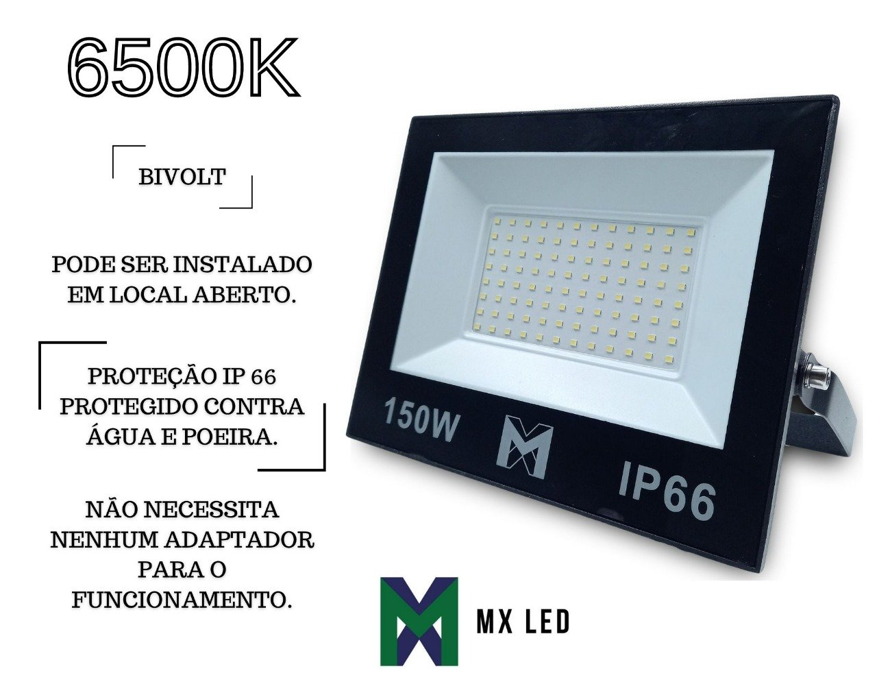 Kit 2 Refletor Led 150w Bivolt Branco Frio 6500k Maxxy Led | MadeiraMadeira