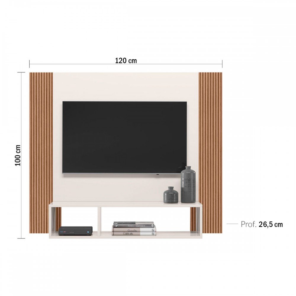 Painel para TV Até 40 Polegadas Demadero Off White/Ripado Madeira ...