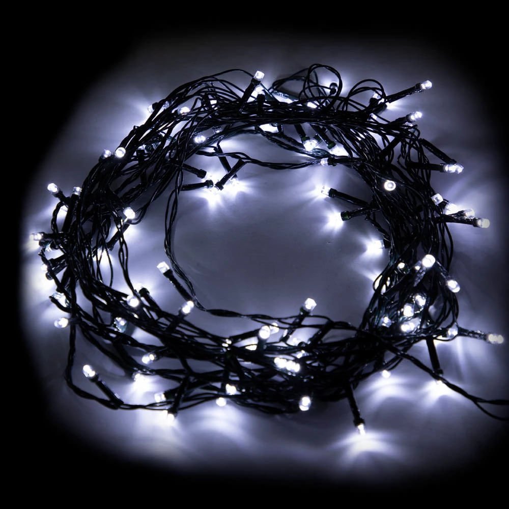 Pisca Led DeA 100 Lâmpadas 127V 8 Funções Fio Verde 8m Branco ...