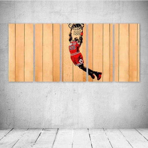 Quadro Decorativo - Michael Jordan Chicago Bulls Nba - Composto de 5 Quadros | MadeiraMadeira