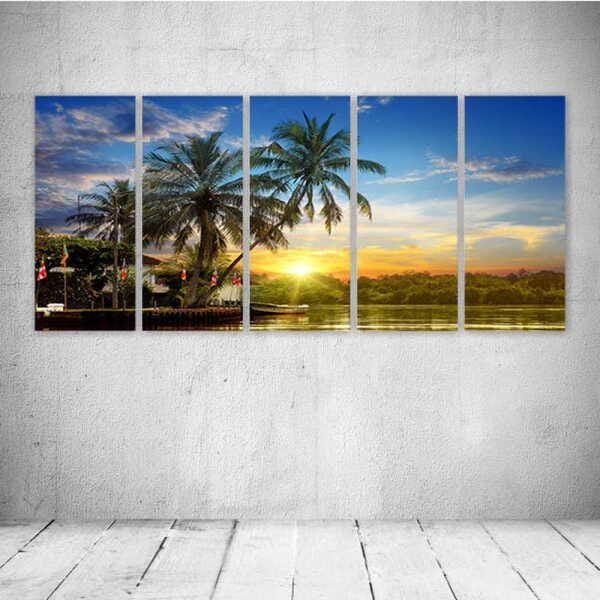 Quadro Decorativo - Nature River Landscape - Composto de 5 Quadros ...