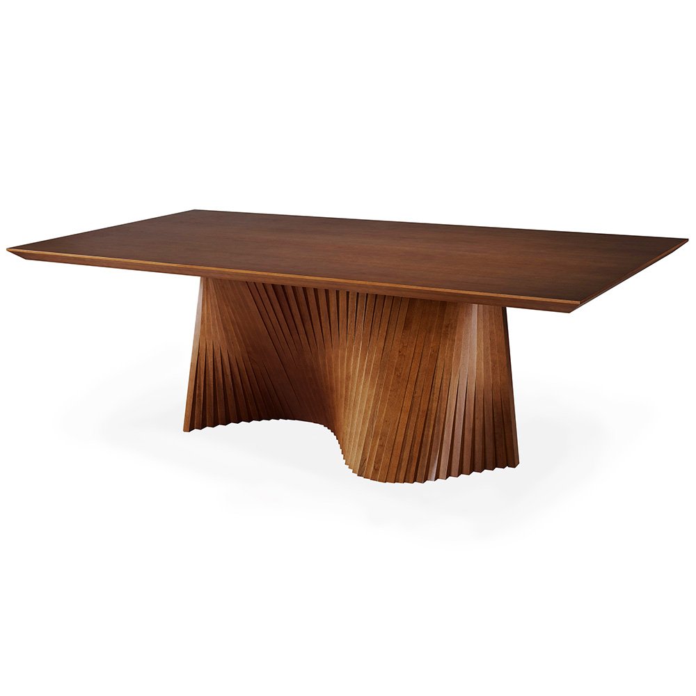 Mesa de Jantar Retangular Base Ripada Orgânica Dália Madeira Maciça ...