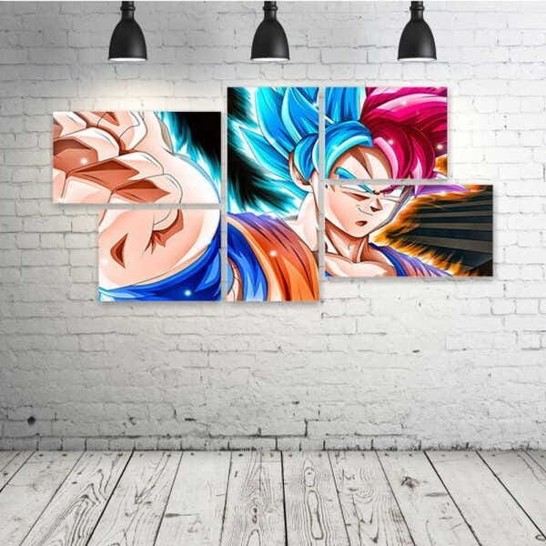 Quadro Decorativo - Goku-Dragon-Ball-Super-(2) - Composto de 5 Quadros ...