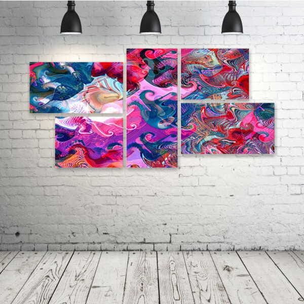 Quadro Decorativo - Background79 - Composto de 5 Quadros | MadeiraMadeira