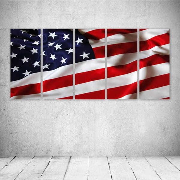 Quadro Decorativo - Flags Usa American Flag - Composto de 5 Quadros ...
