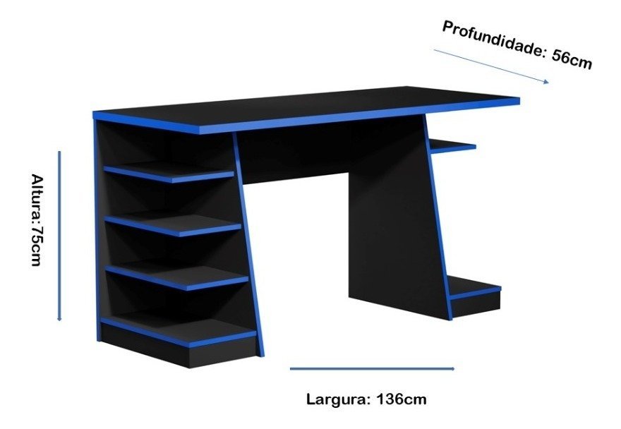 Mesa Gamer Escrivaninha Mesa De Computador Xp Varias Cores CASA JD ...