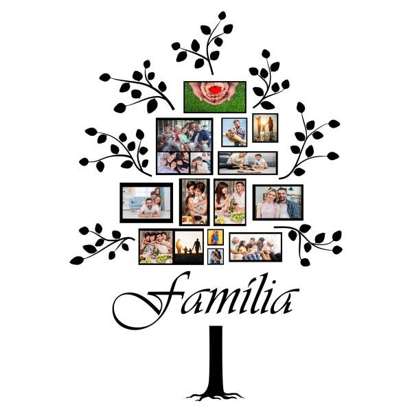 Adesivo Decorativo Árvore Com Fotos Genealógica Família - Preto ...