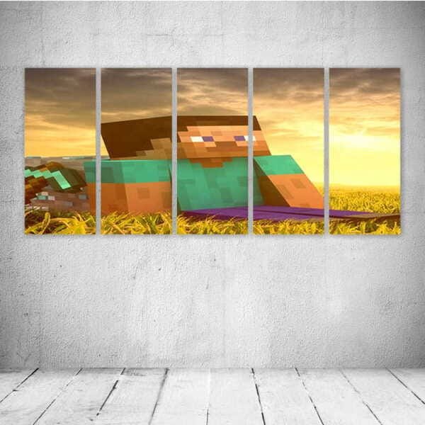Quadro Decorativo - Minecraft (3) - Composto de 5 Quadros | MadeiraMadeira