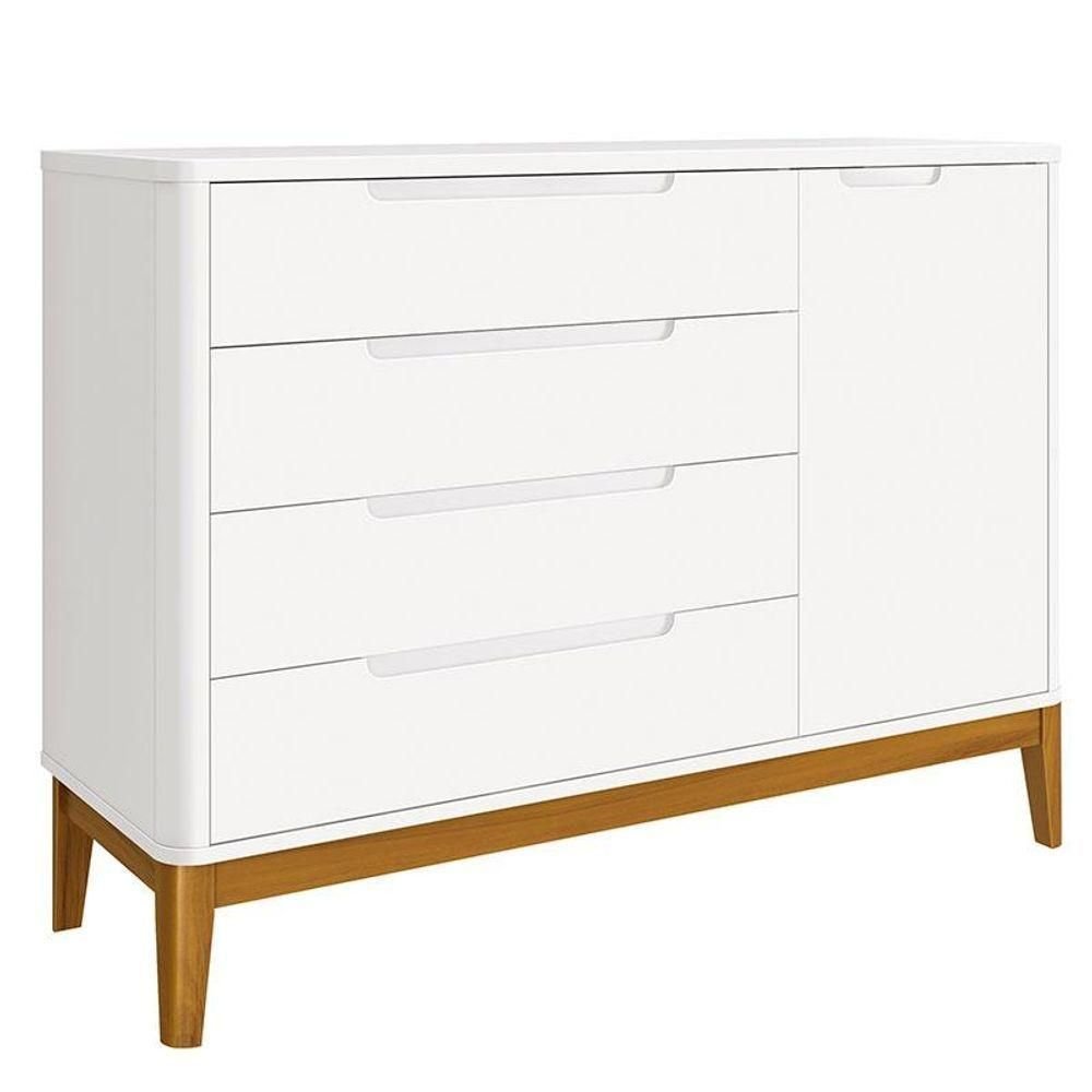 Cômoda Infantil Classic Boom Branco com Pés Amadeirado - Reller ...