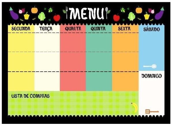 Quadro Planejador Semanal Cozinha Menu 29X40Cm Metal | MadeiraMadeira