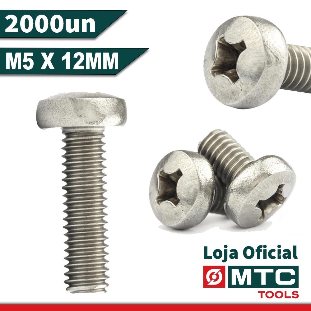 PARAFUSO MÁQUINA CABEÇA PANELA M5 X 12 PHILLIPS - 2000PÇS | MadeiraMadeira