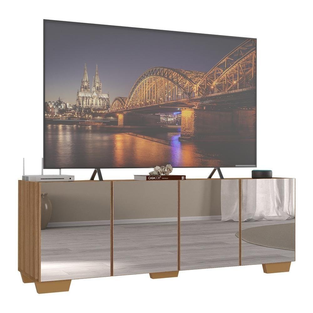 Rack Tv até 50 Polegadas com Espelhos Mp1083 Rustic Natural | MadeiraMadeira