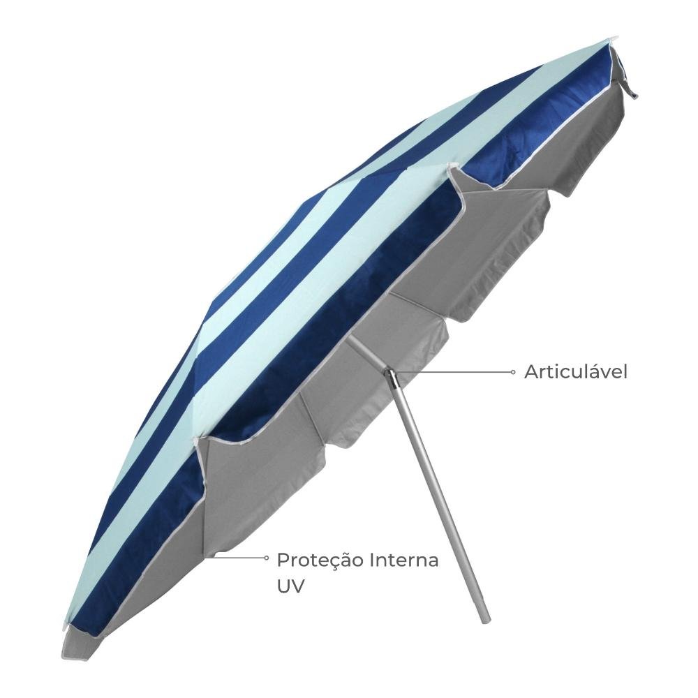 Guarda-sol Articulável Listrado Azul Céu com Proteção UV 2,4m - A\CASA ...