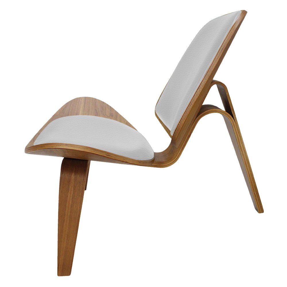 Poltrona SHELL HANS WEGNER Freijó com Branco | MadeiraMadeira