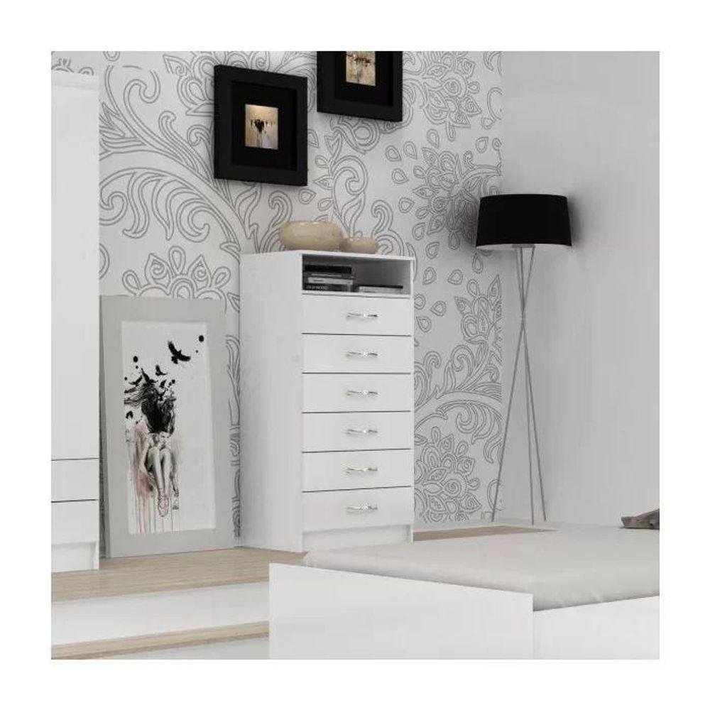 Cômoda Rack 6 Gavetas 1 Nicho Maxi - Branco Branco | MadeiraMadeira