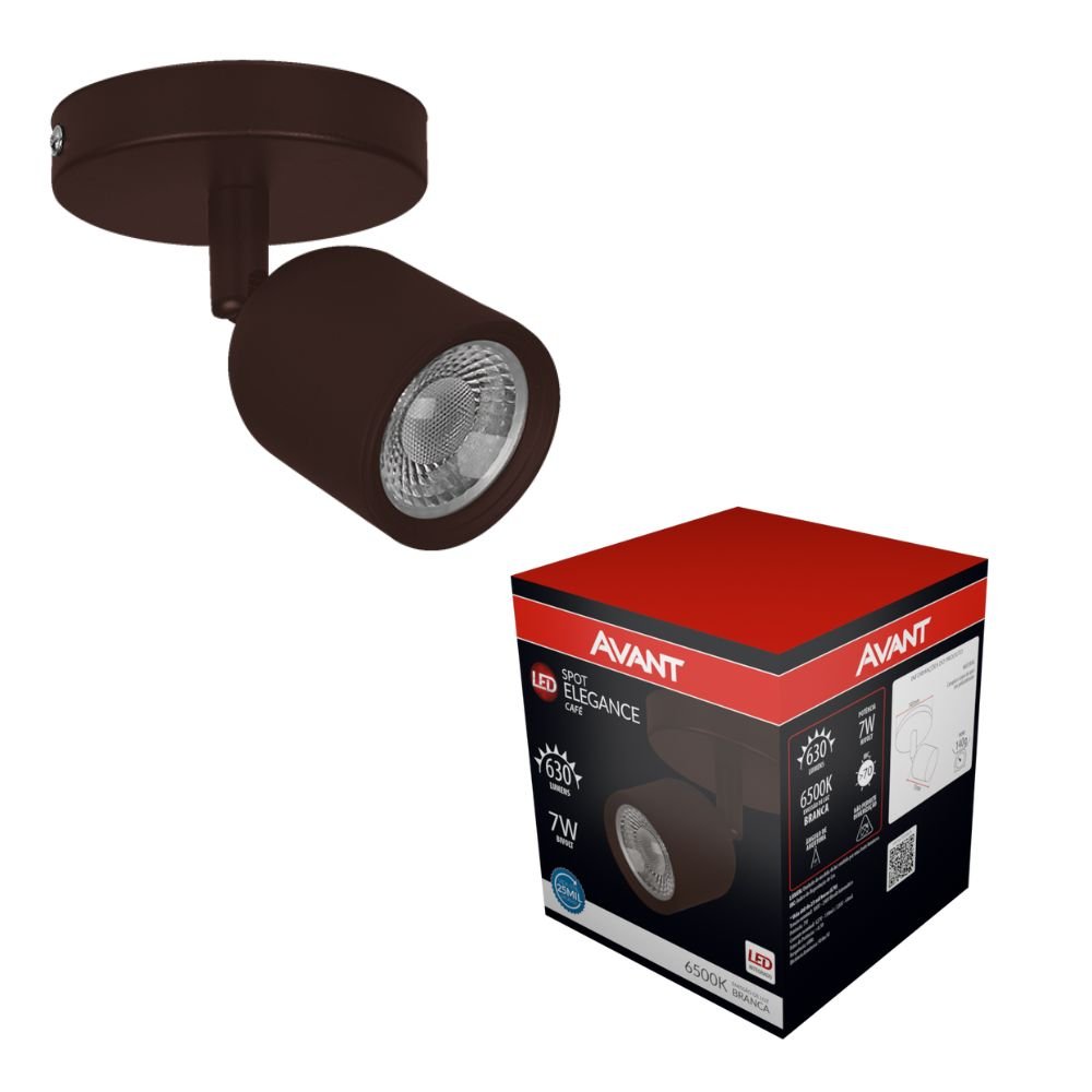 Lâmpada Spot Led Sobrepor Elegance 7W Avant - Cafe - Luz Branca ...