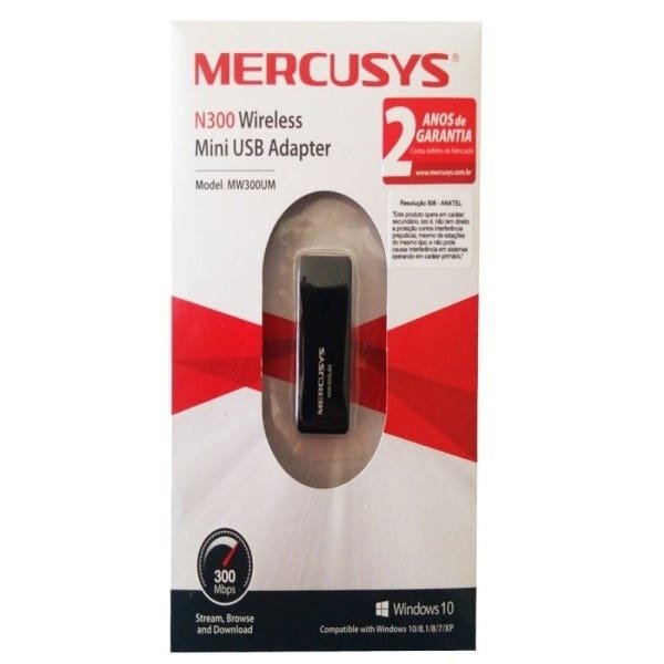 Mercusys USB MW300UM 300MBPS Mini Adaptador Wifi | MadeiraMadeira