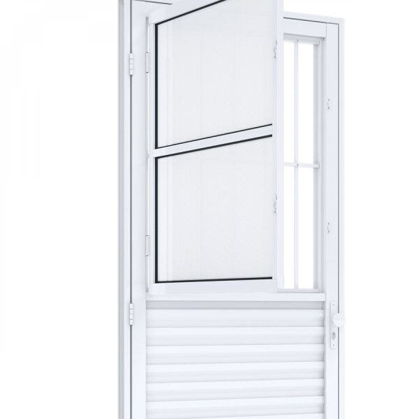 Porta de Alumínio Postigo 215x85cm com Grade e Vidro Liso Riobras ...