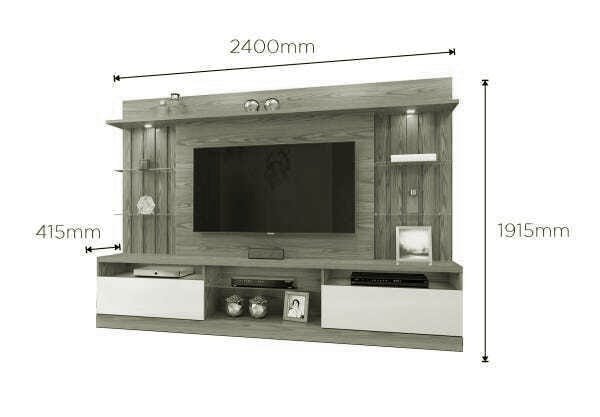Estante Home para TV até 60 polegadas Amsterdã 2,40M - Damasco Soft/Off ...