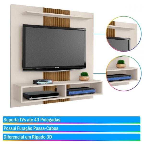 Painel para TV até 43 Polegadas Malu Off White/Ripado - Pnr Móveis ...