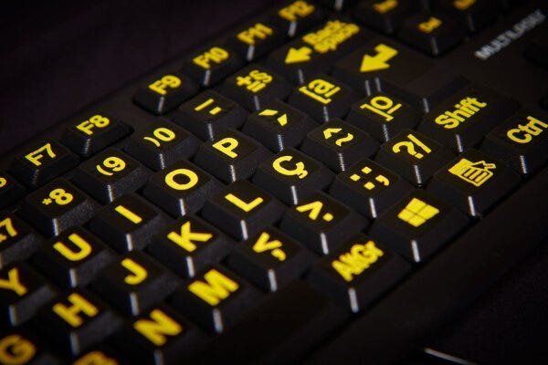 Teclado Braille Ampliado Baixa Visão Adaptado em Alto Contraste Teclas ...