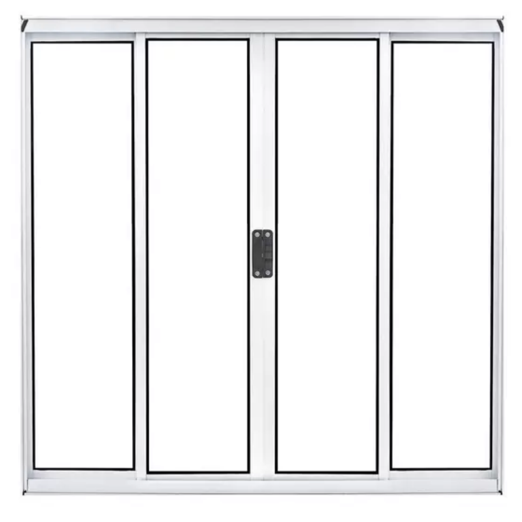 janela Vitro sala Alumínio Branco 4folhas S/g 100x100 L.18 Emborrachado ...
