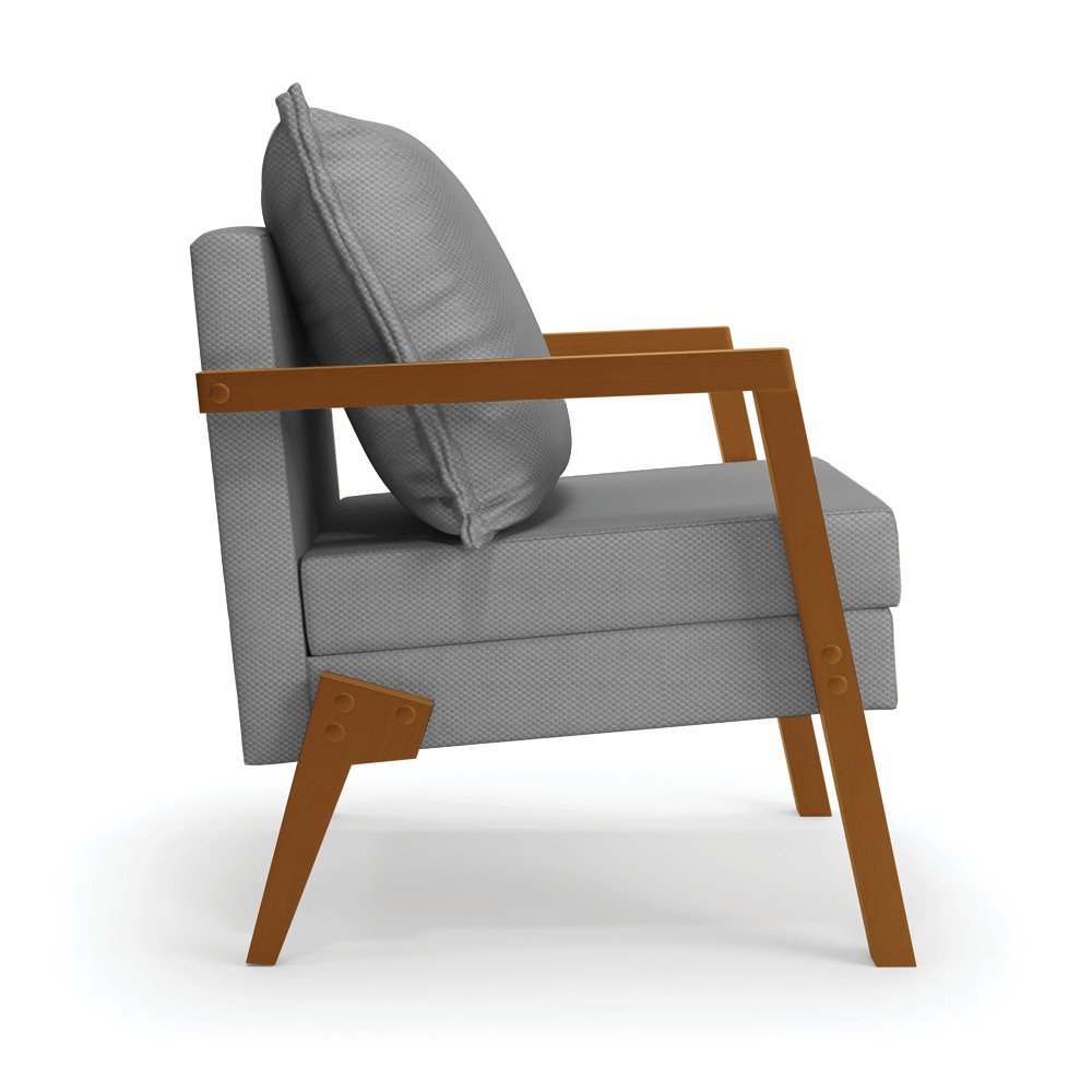 Poltrona Alice Veludo Luxo Grafite A131 Base de Madeira - D'Rossi DRossi | MadeiraMadeira